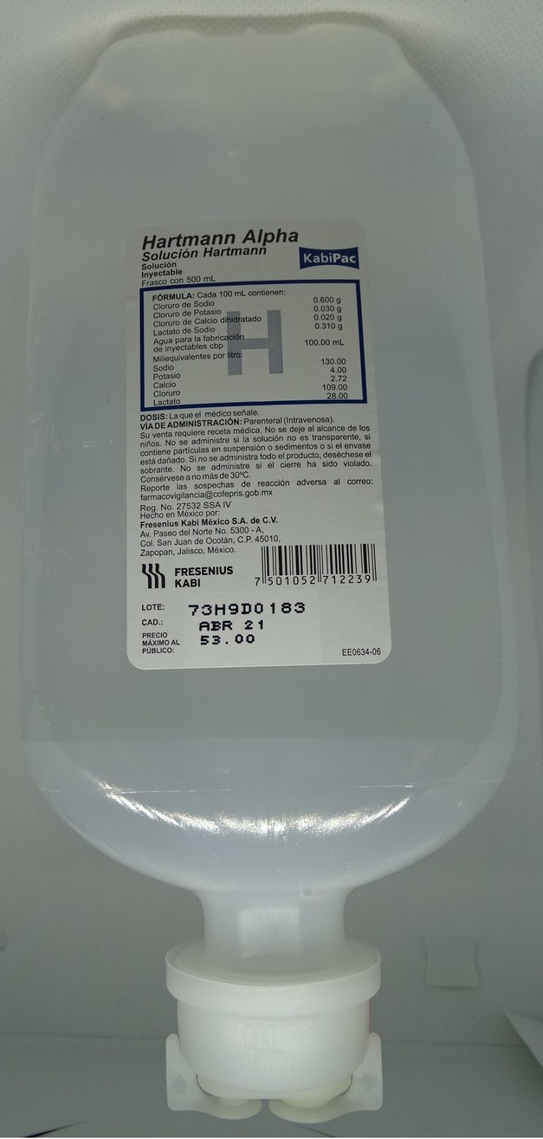 Solución Hartmann de 500ml – Medigroup